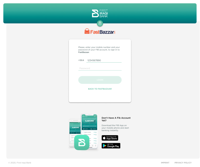 Single Sign On/Login - First Iraqi Bank - FIB